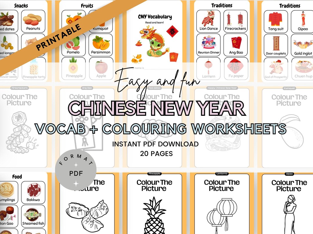 CNY Vocabulary, Fun Chinese New Year Worksheet, Lunar New Year ...