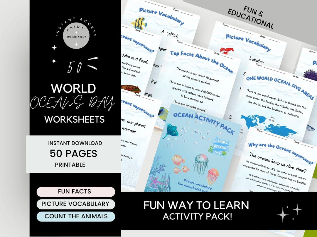 World Ocean's Day Activity Pack | Sea Animals Worksheet | Fun Ocean ...