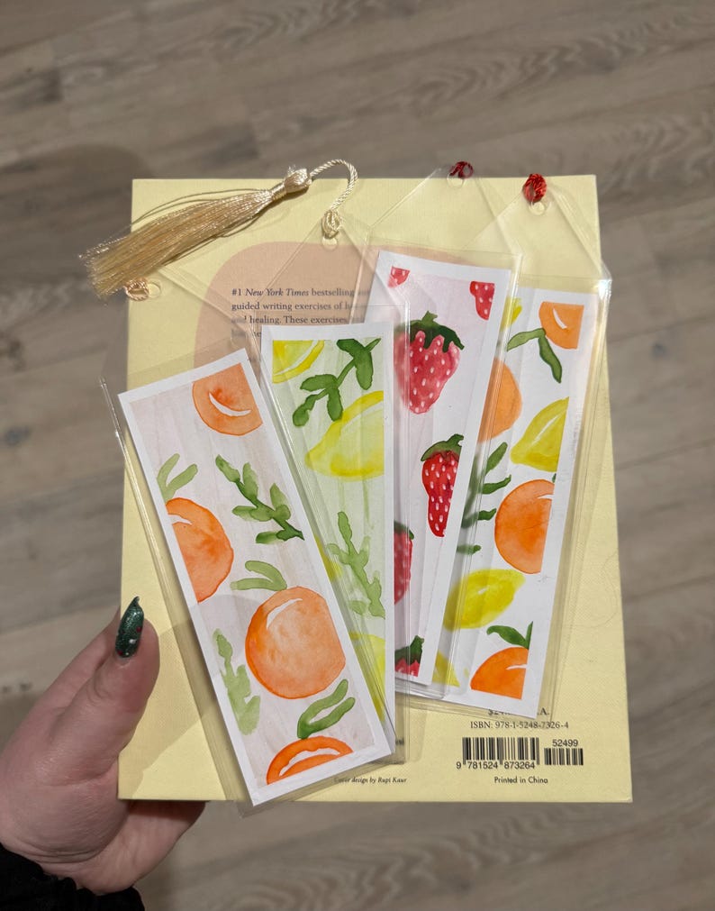 Colorful Fruit Hand Painted Bookmarks|fruit Bookmark|landscape|book ...