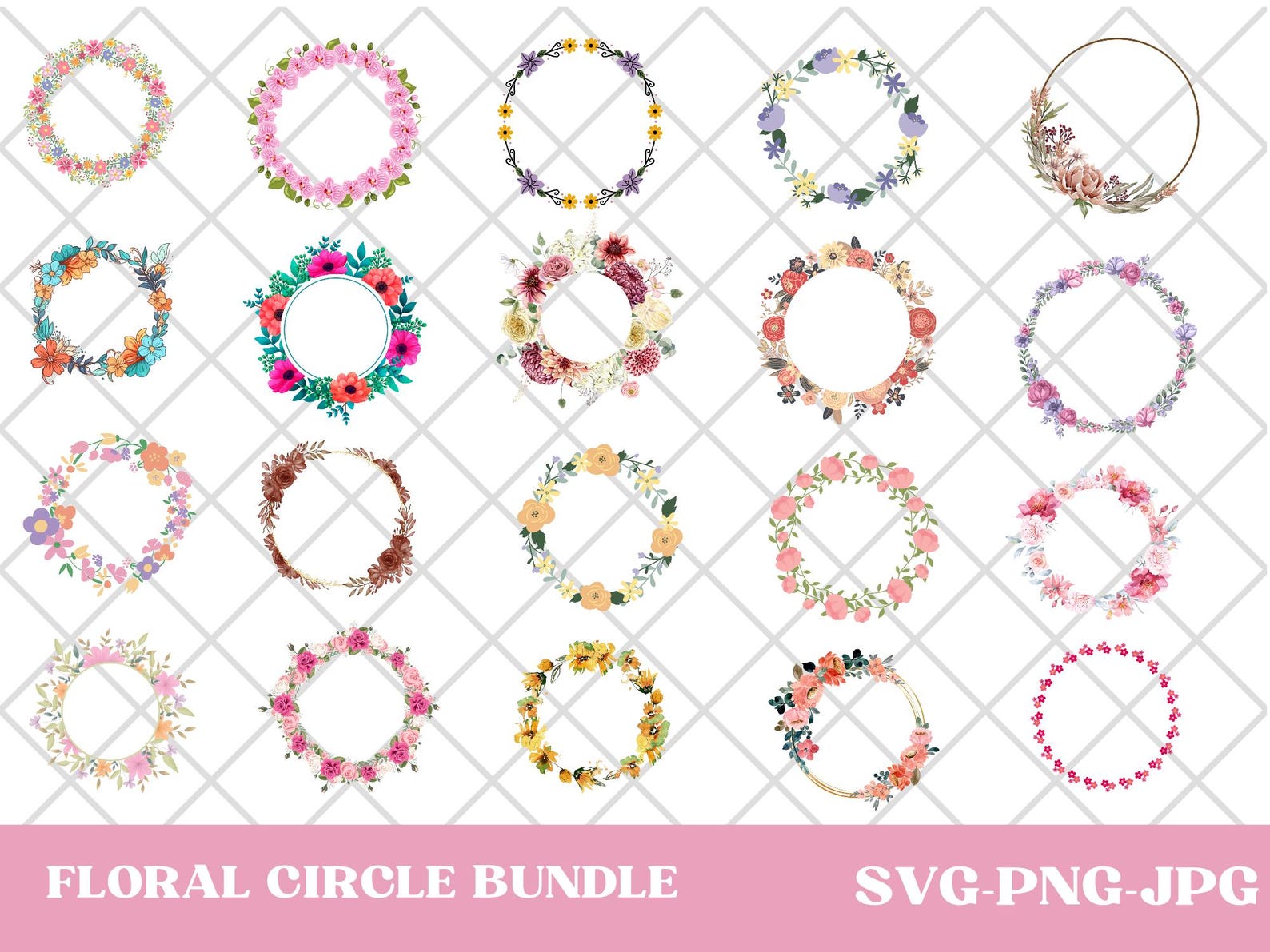 Kranz SVG-Bundle, Blumenkranz SVG, Lorbeerkranz Rahmen SVG, Kreis ...