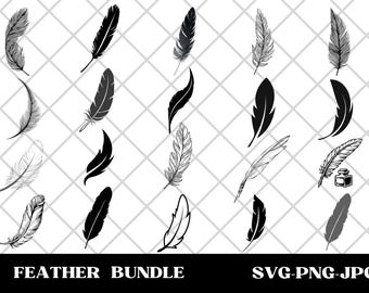 Feather Svg Bundle, Feather Birds Svg, Dxf, Png, Jpg, Feathers ...
