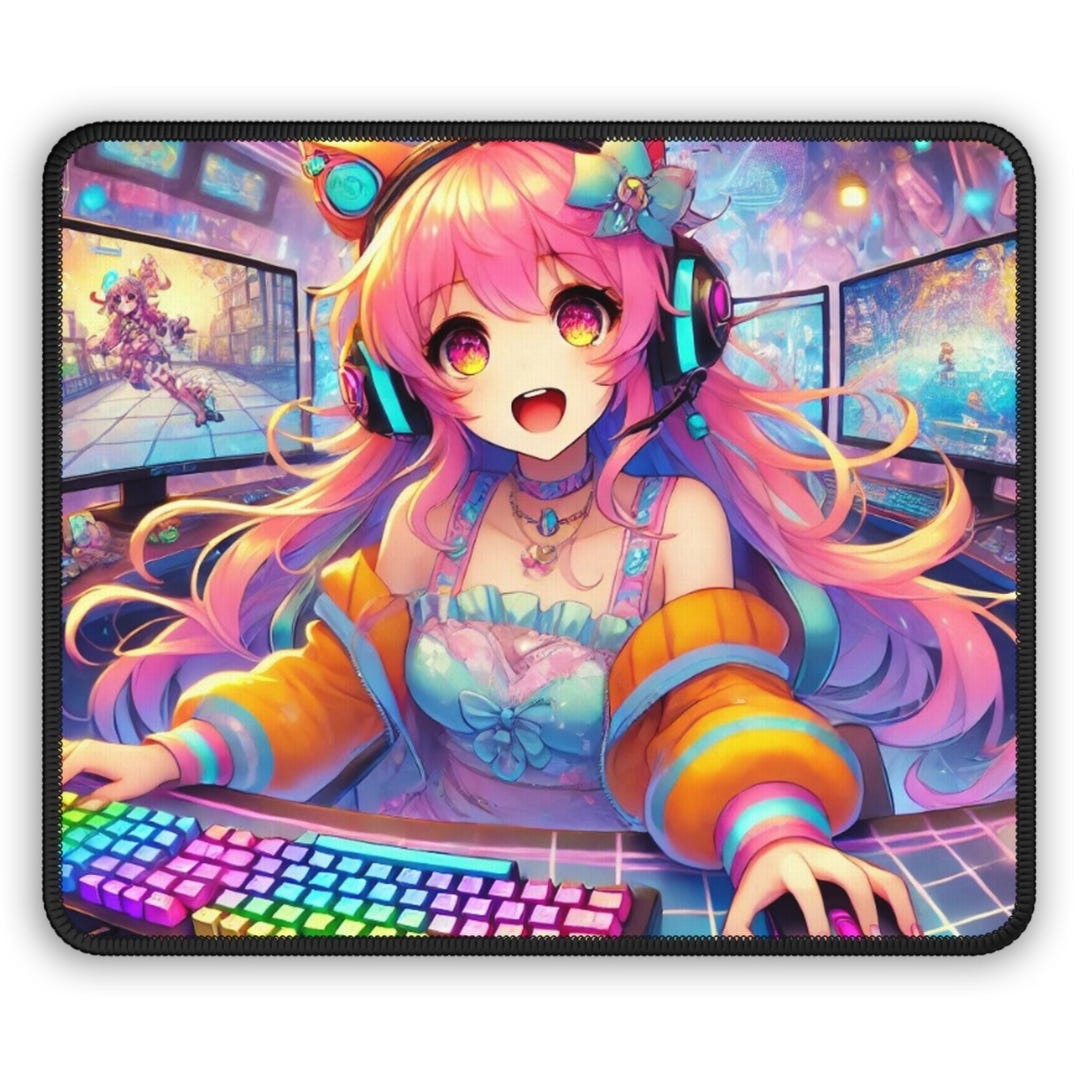 Anime Gamer Girl Mouse Pad – RGB Setup Accessory for PC Gaming - Etsy