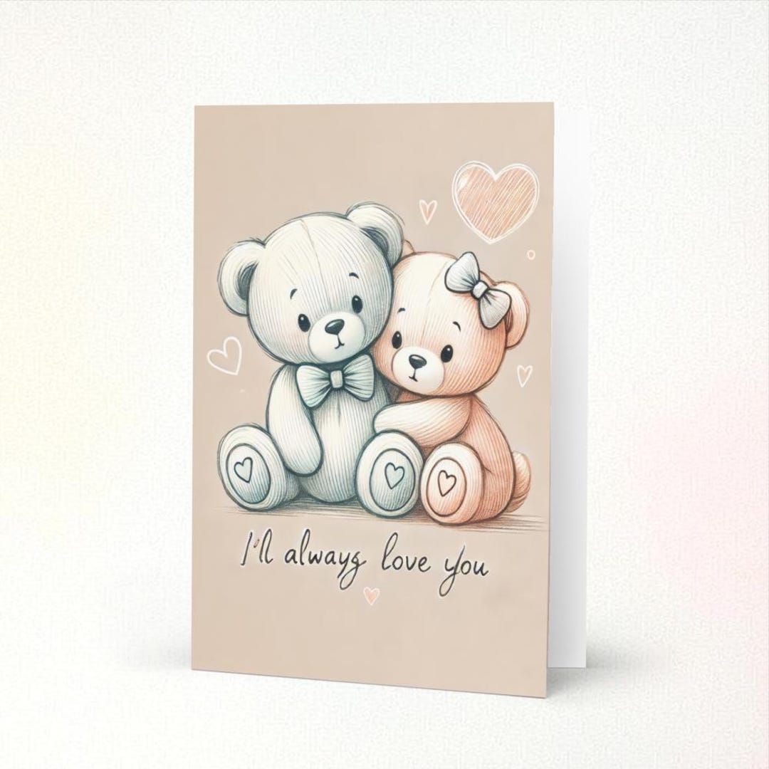 Cute Teddy Bear Valentine’s Day Card | Love Card for Her | Wife ...