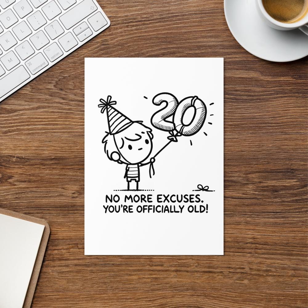 Personalised 20th Happy Birthday Card - Funny Drawing Design - Card for ...