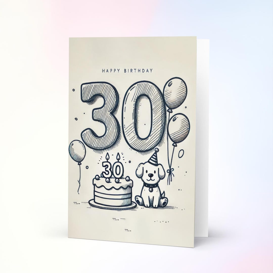 Personalised 30th Birthday Card - Cute Puppy, Dog Owner - Card for ...
