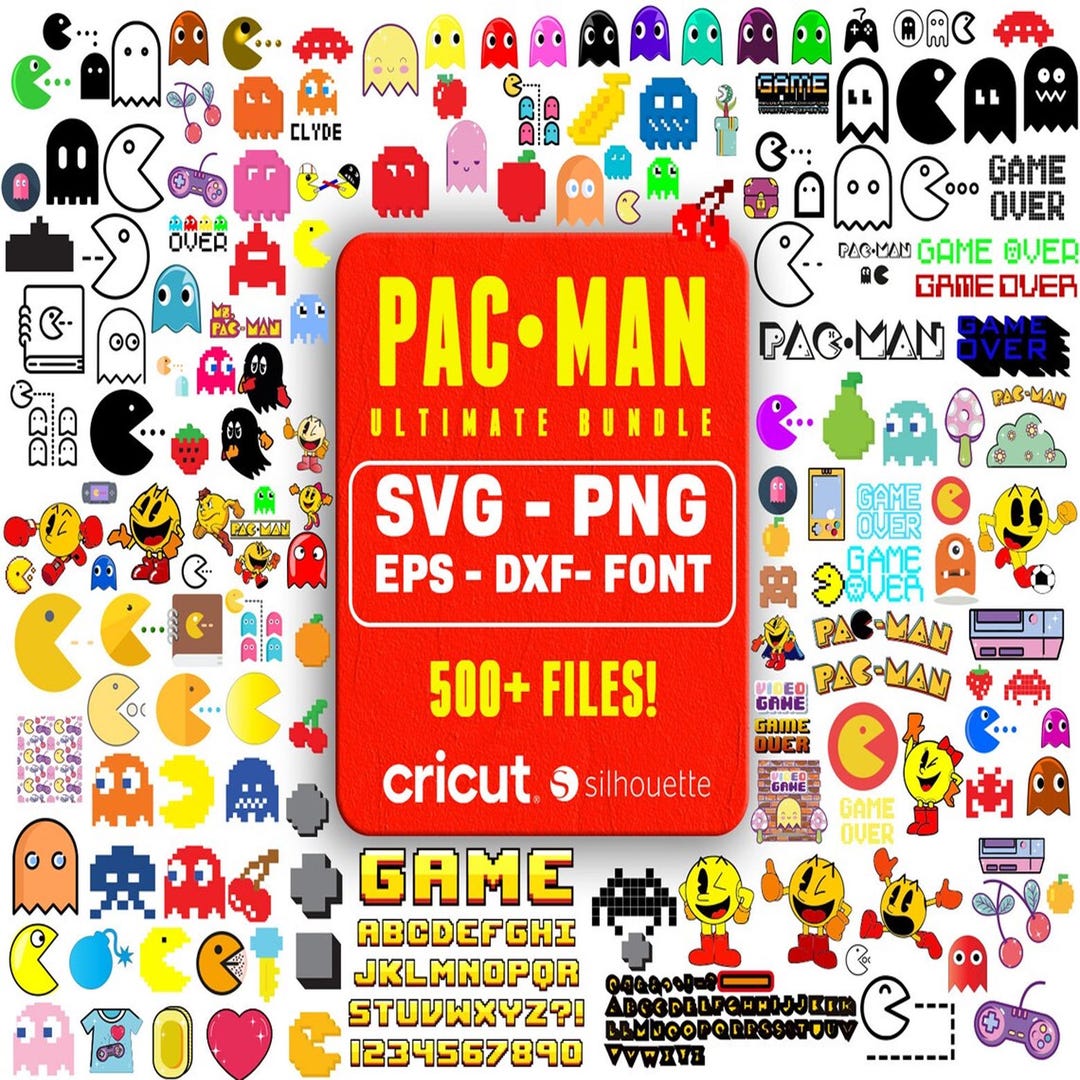 Pac-man 500+ Files Ultimate Cartoon Moovie -svg-png-pdf- \ Tshirt ...