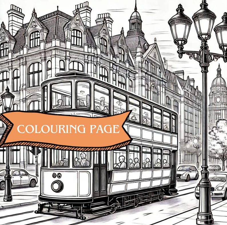 Cool Trams - 6 Colouring Pages (printable PDF) - Etsy