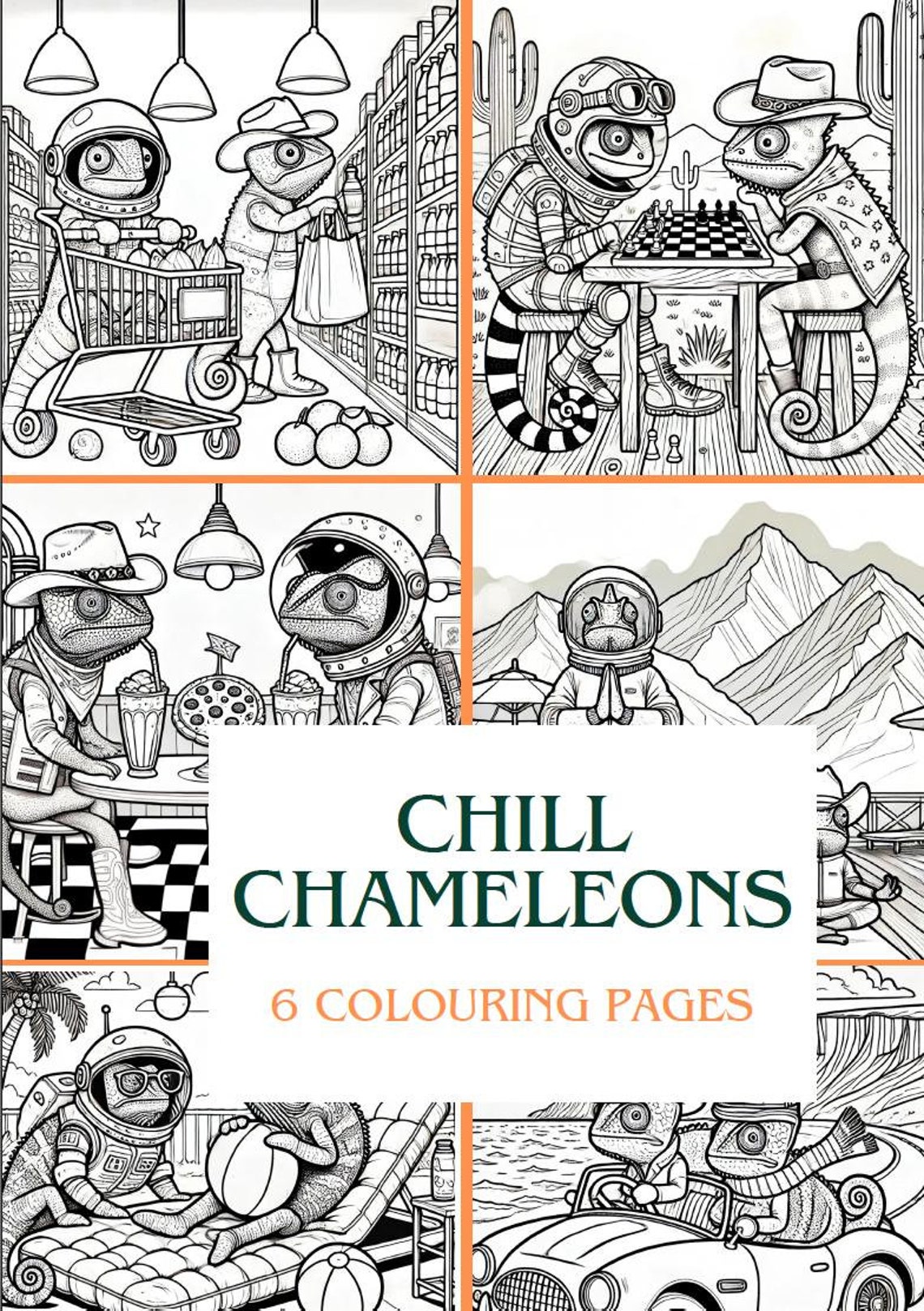 Chill Chameleons - 6 Colouring Pages (printable PDF) - Etsy