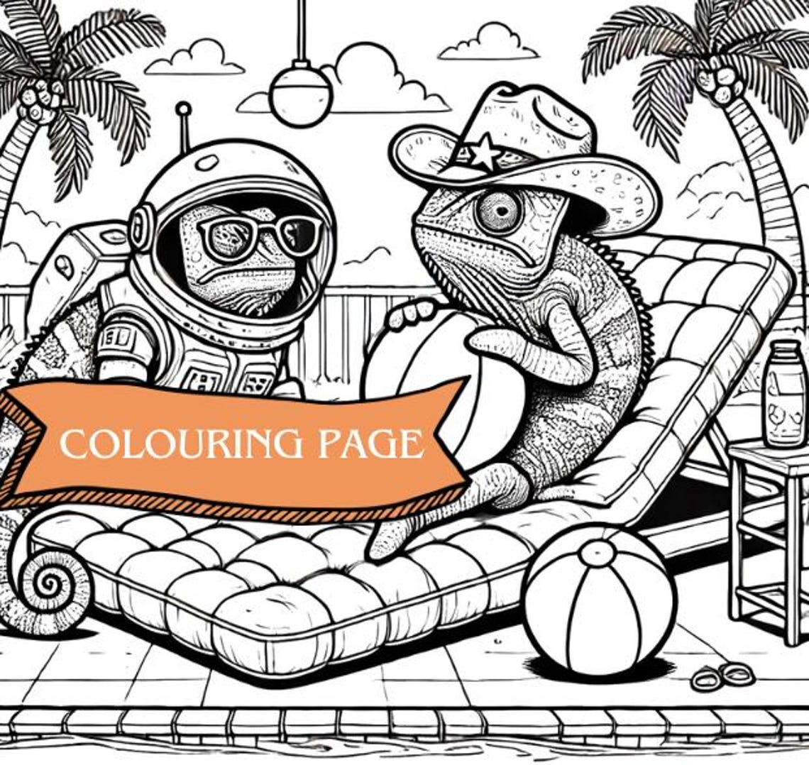 Chill Chameleons - 6 Colouring Pages (printable PDF) - Etsy