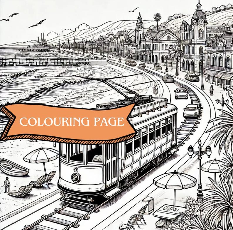 Cool Trams - 6 Colouring Pages (printable PDF) - Etsy