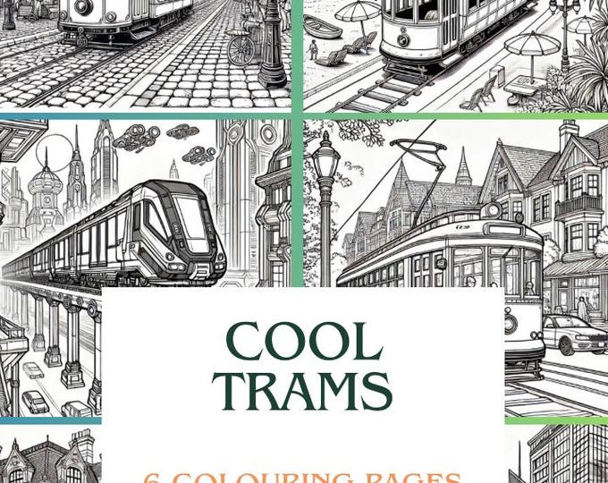 Cool Trams - 6 Colouring Pages (printable PDF) - Etsy