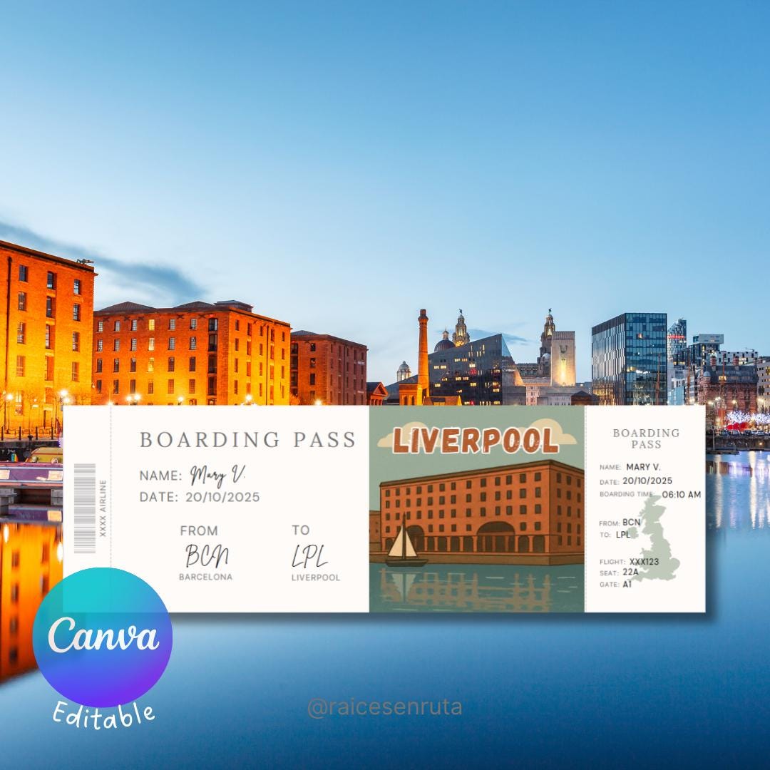 Liverpool Ticket, Liverpool Boarding Pass, Editable Boarding Pass Gift ...