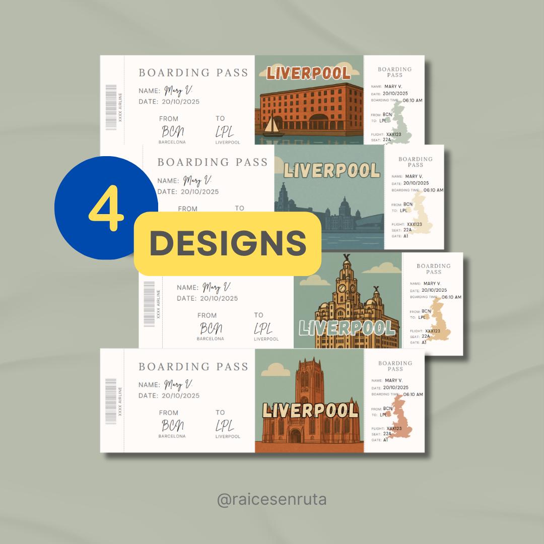 Liverpool Ticket, Liverpool Boarding Pass, Editable Boarding Pass Gift ...