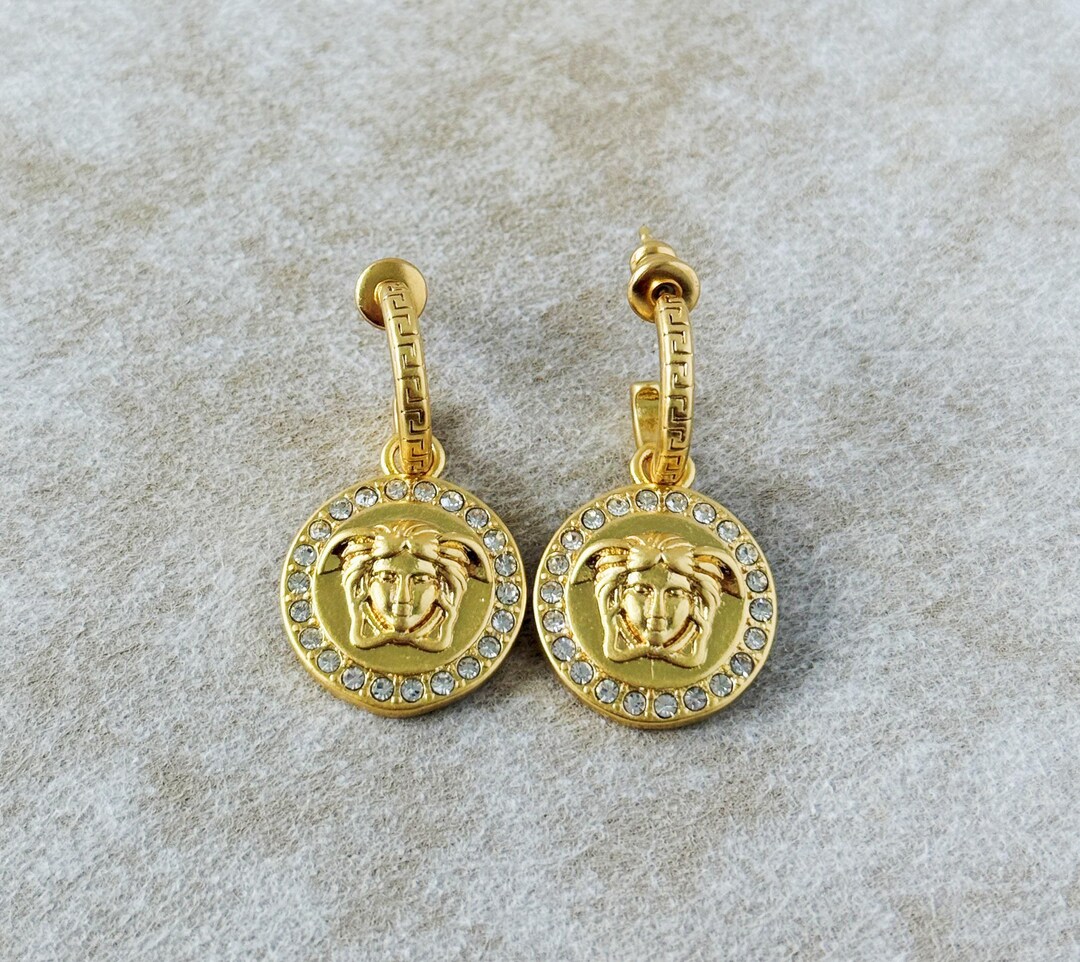Vintage Stylish Versace Gold Dangle Earrings - Etsy