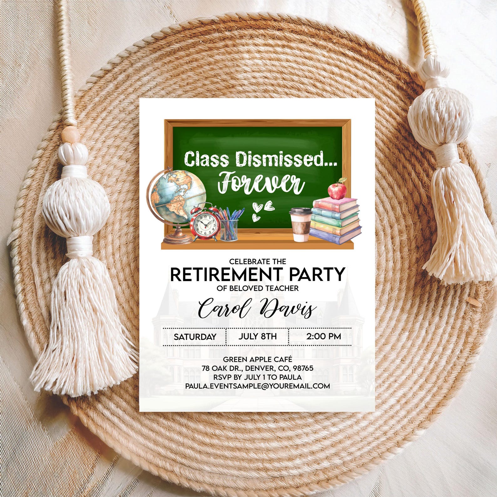 Editable Teacher Retirement Invitation, School's Out Forever Party ...