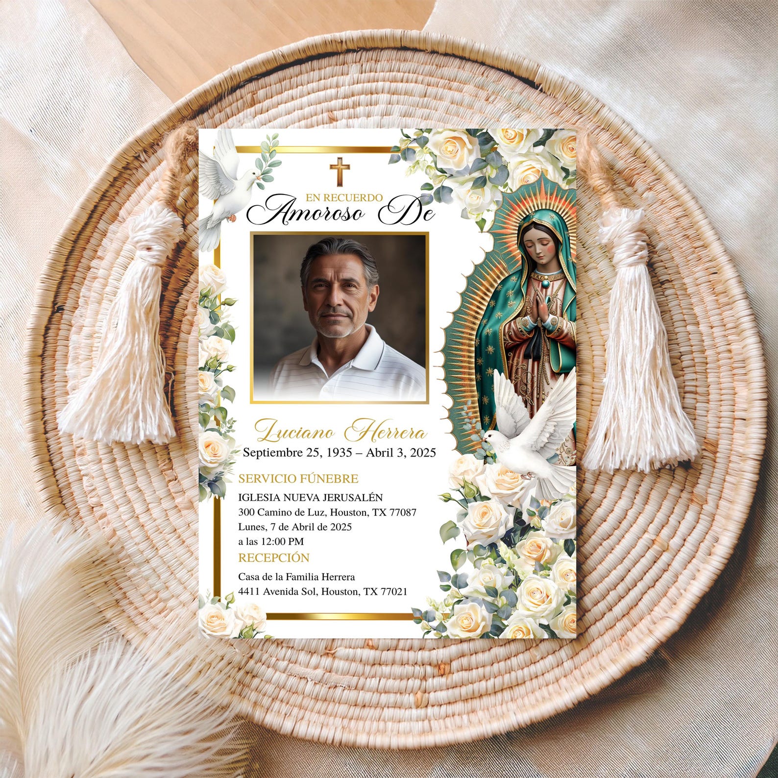 Invitación Funeral Descargable Español Editable, Spanish Funeral Invite ...
