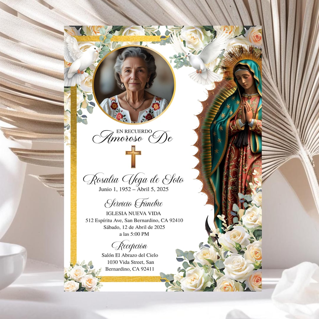 Invitación De Funeral En Español, Virgen De Guadalupe, Funeral En ...