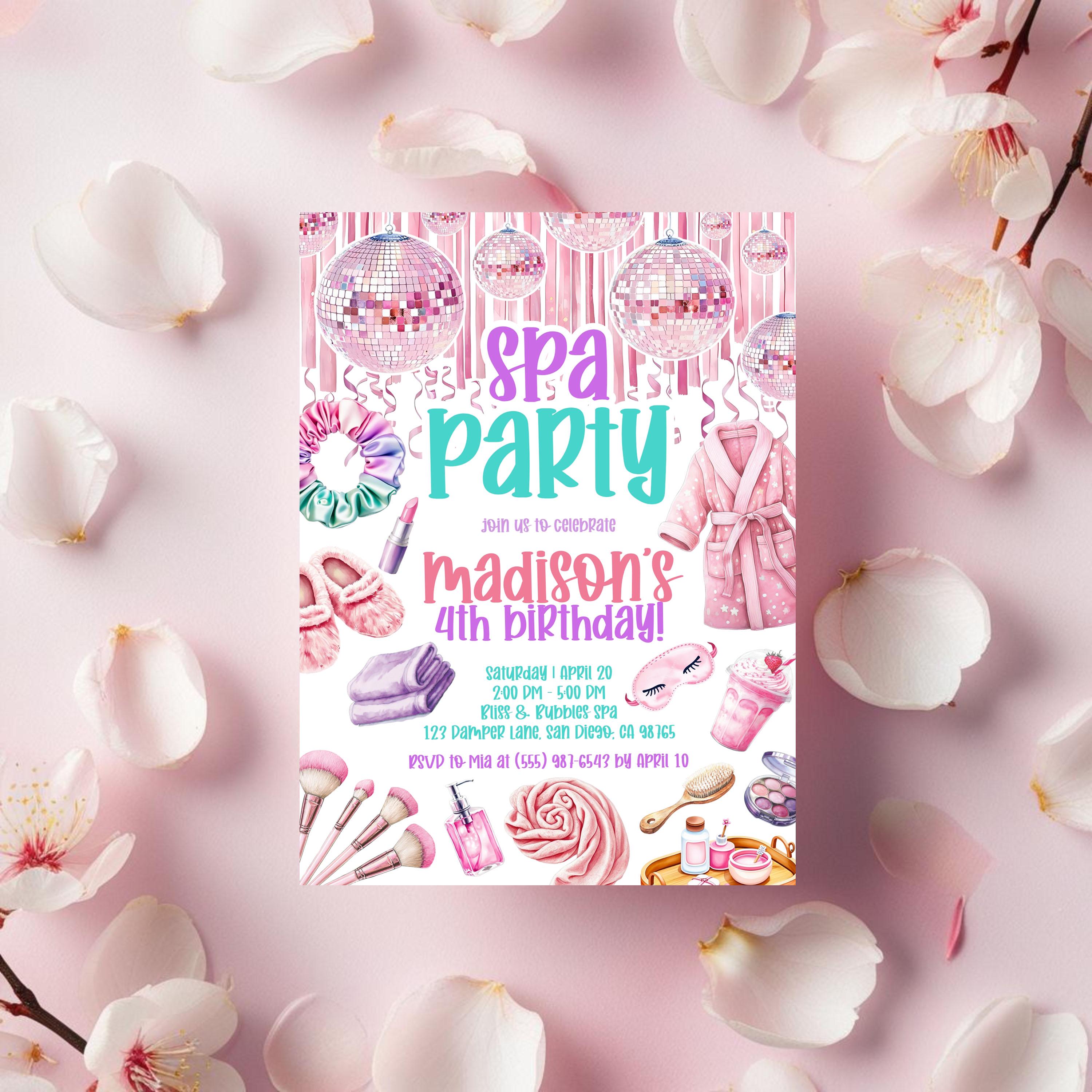 Editable Spa Birthday Invitation, Girls Pamper Party Invite, Printable ...