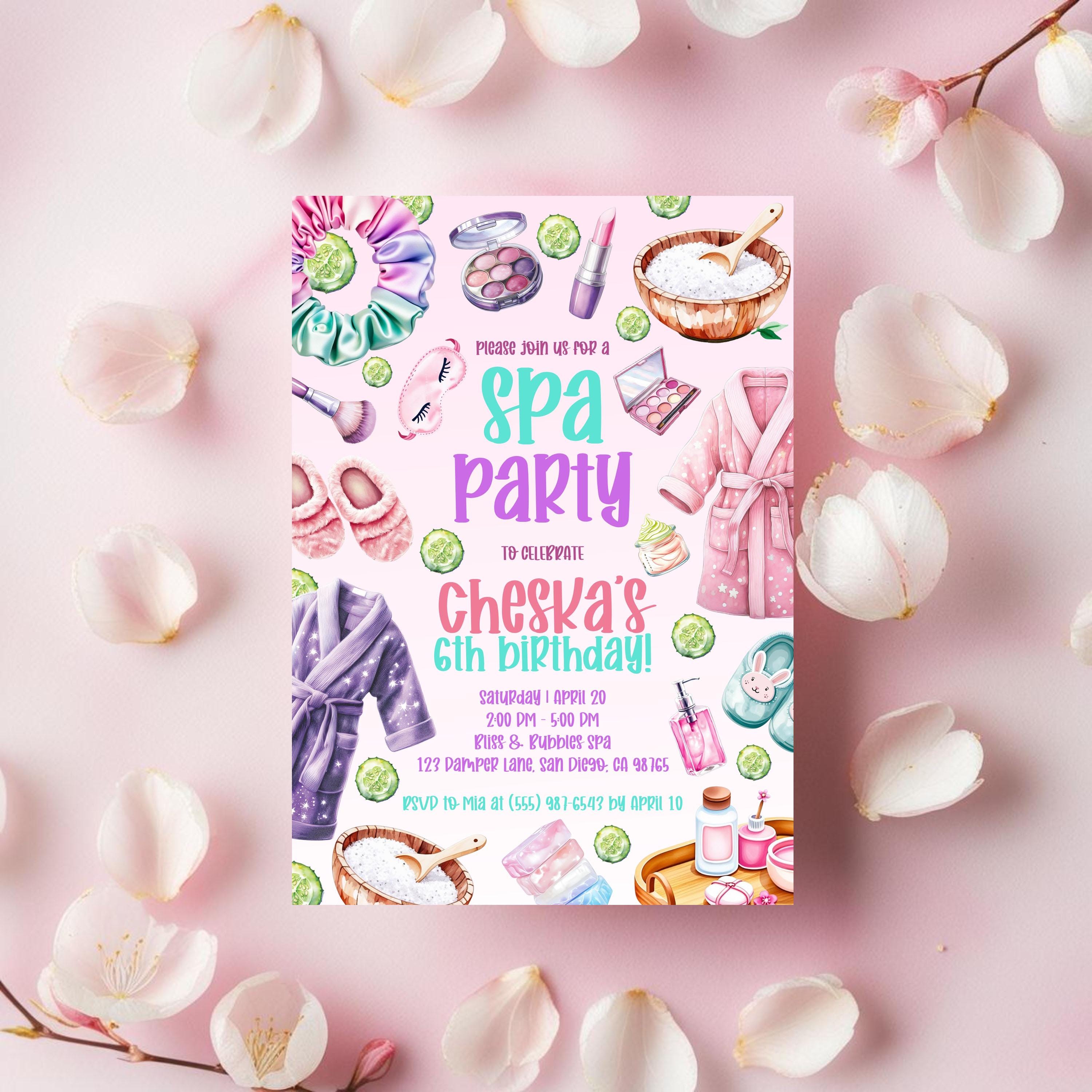 Pamper Spa Party Birthday Invitation, Editable Invite for Girls, Pamper ...