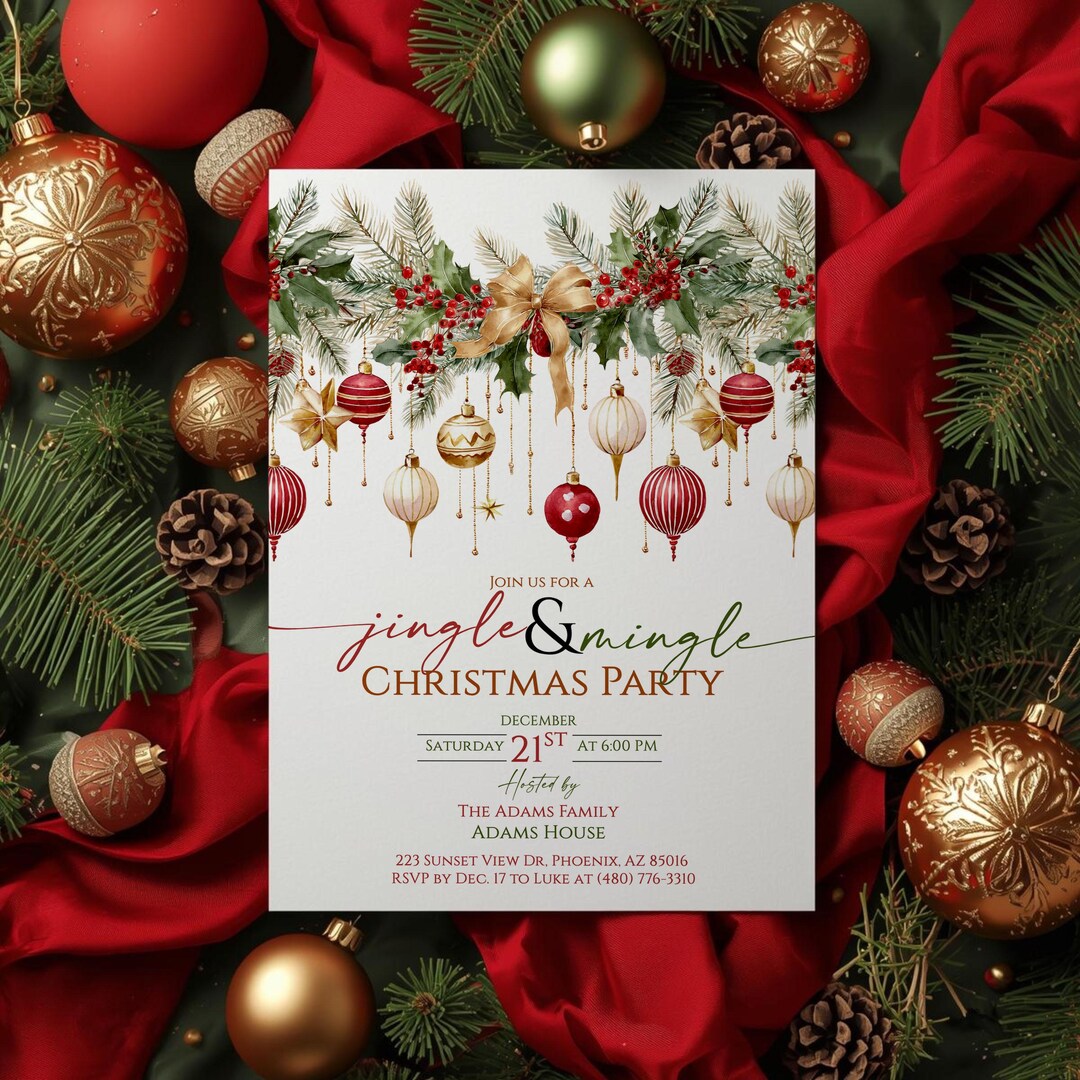 Modern Christmas Invitation, Christmas Party Invitation, Elegant Office ...