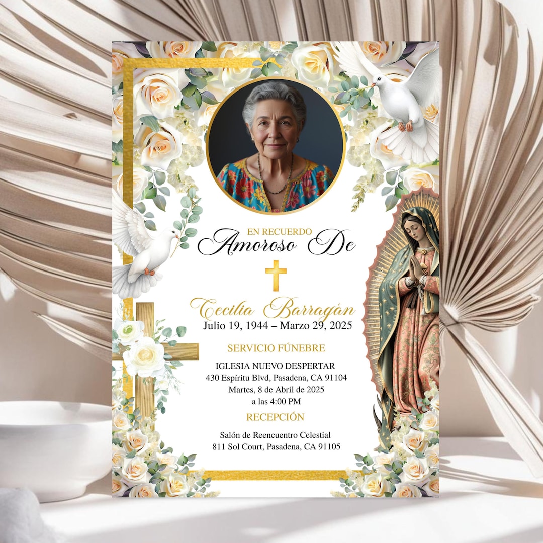 Invitación De Funeral En Español, Español Virgen De Guadalupe Tarjeta ...