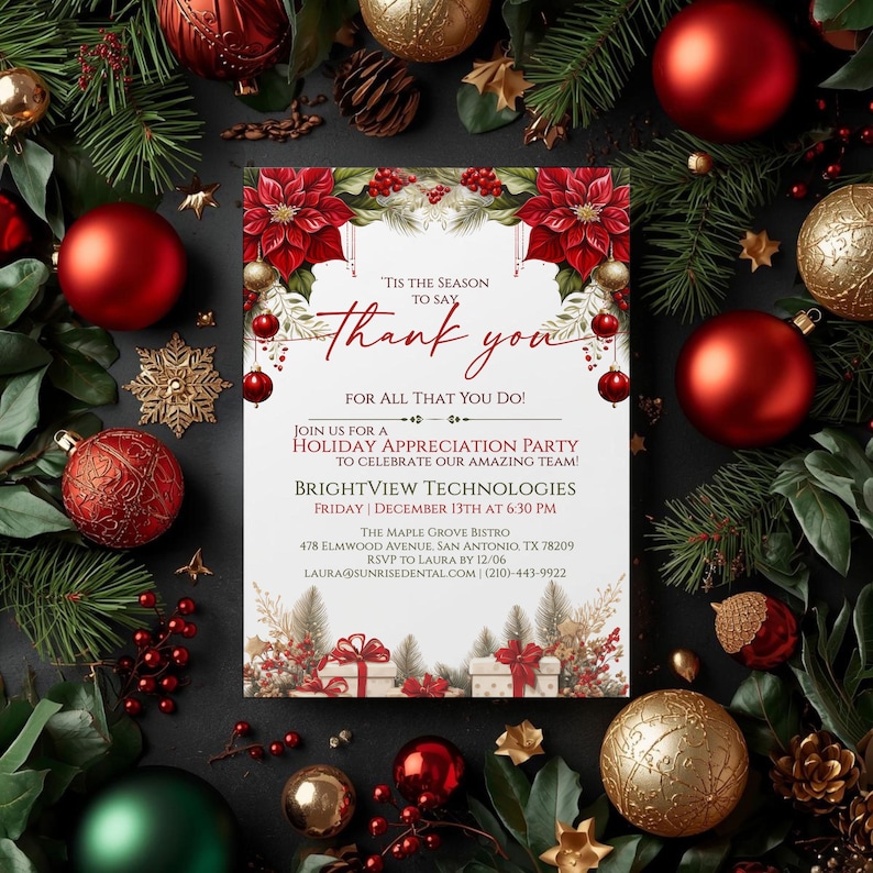 Company Holiday Party Invitation, Christmas Party Invitation, Work ...