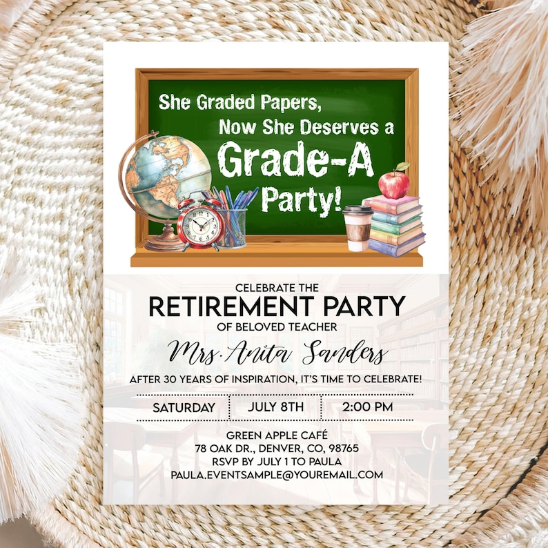 Printable Teacher Retirement Invitation, Editable School's Out Forever ...
