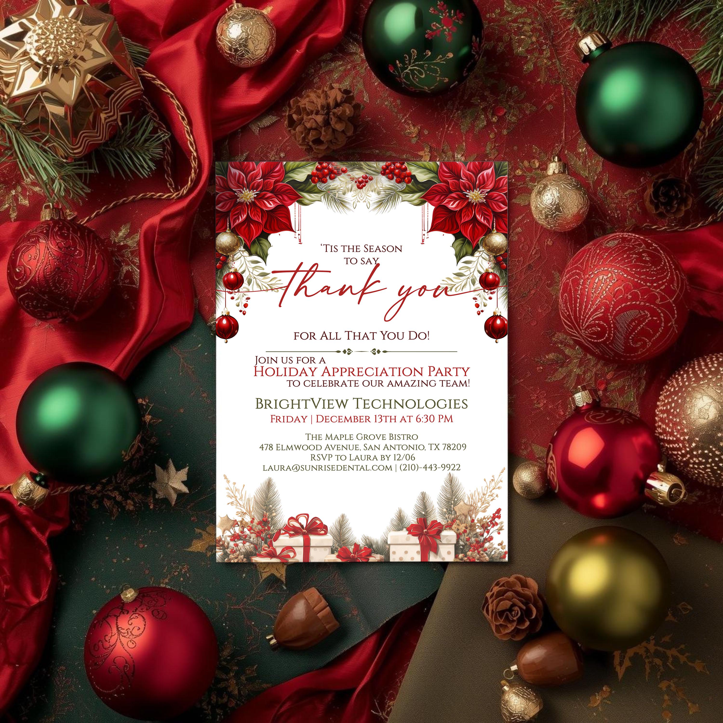 Company Holiday Party Invitation, Christmas Party Invitation, Work ...