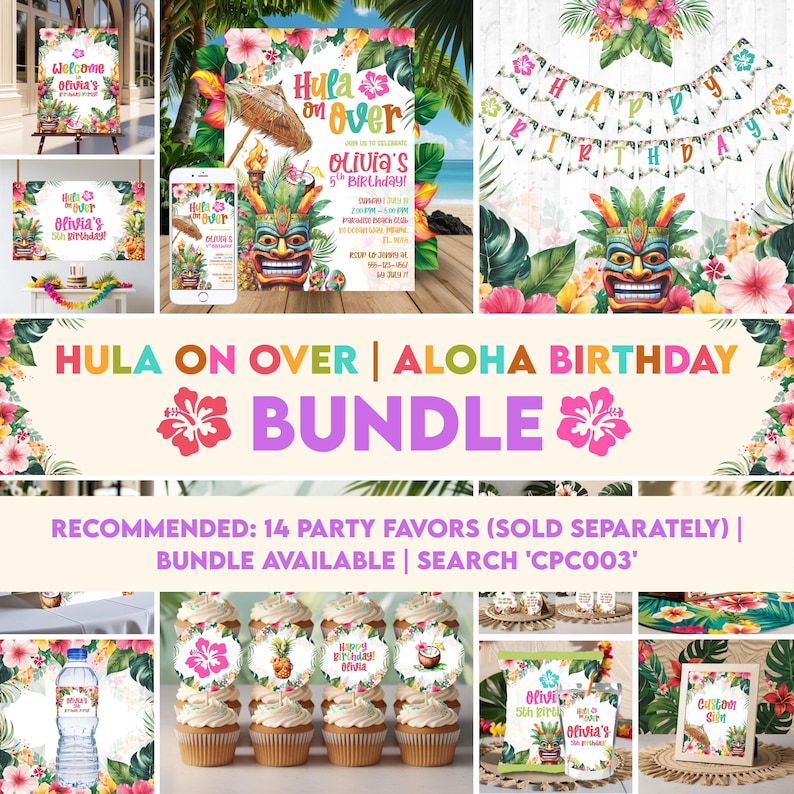 Aloha Luau Birthday Invitation Template, Editable Hawaiian Party Invite ...