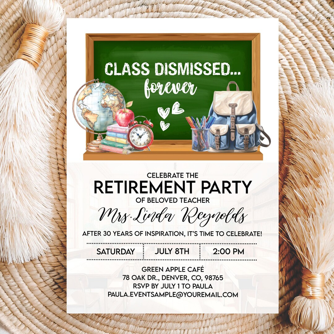 Editable Teacher Retirement Invite, School's Out Forever Party ...
