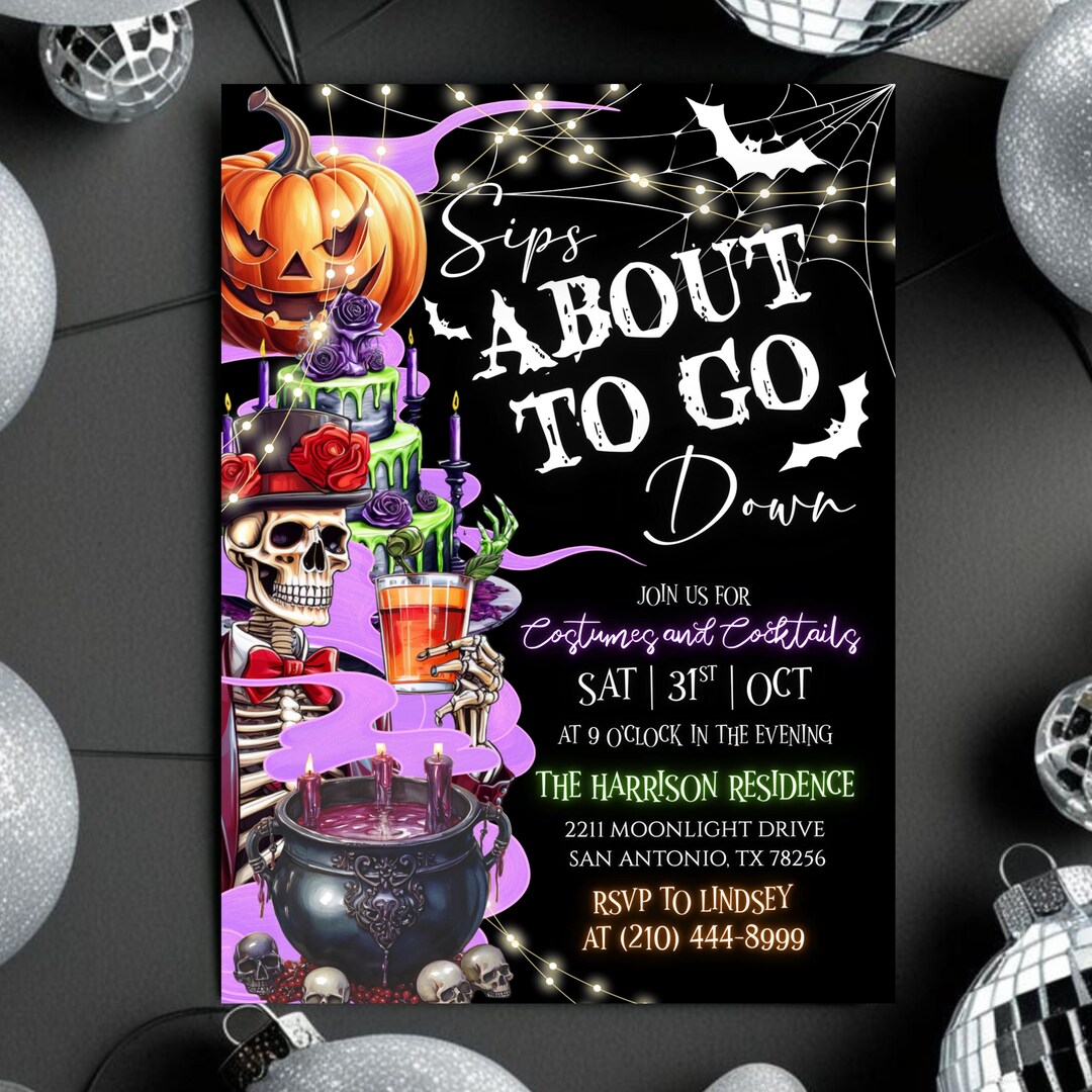 Editable Halloween Invitation, Canva Halloween Party Template ...