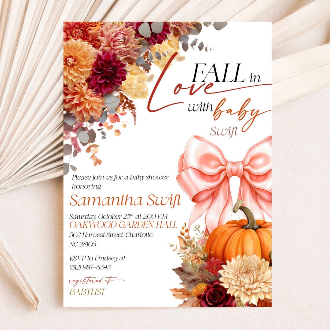 Editable Autumn Baby Shower Invitation Template, Fall in Love ...