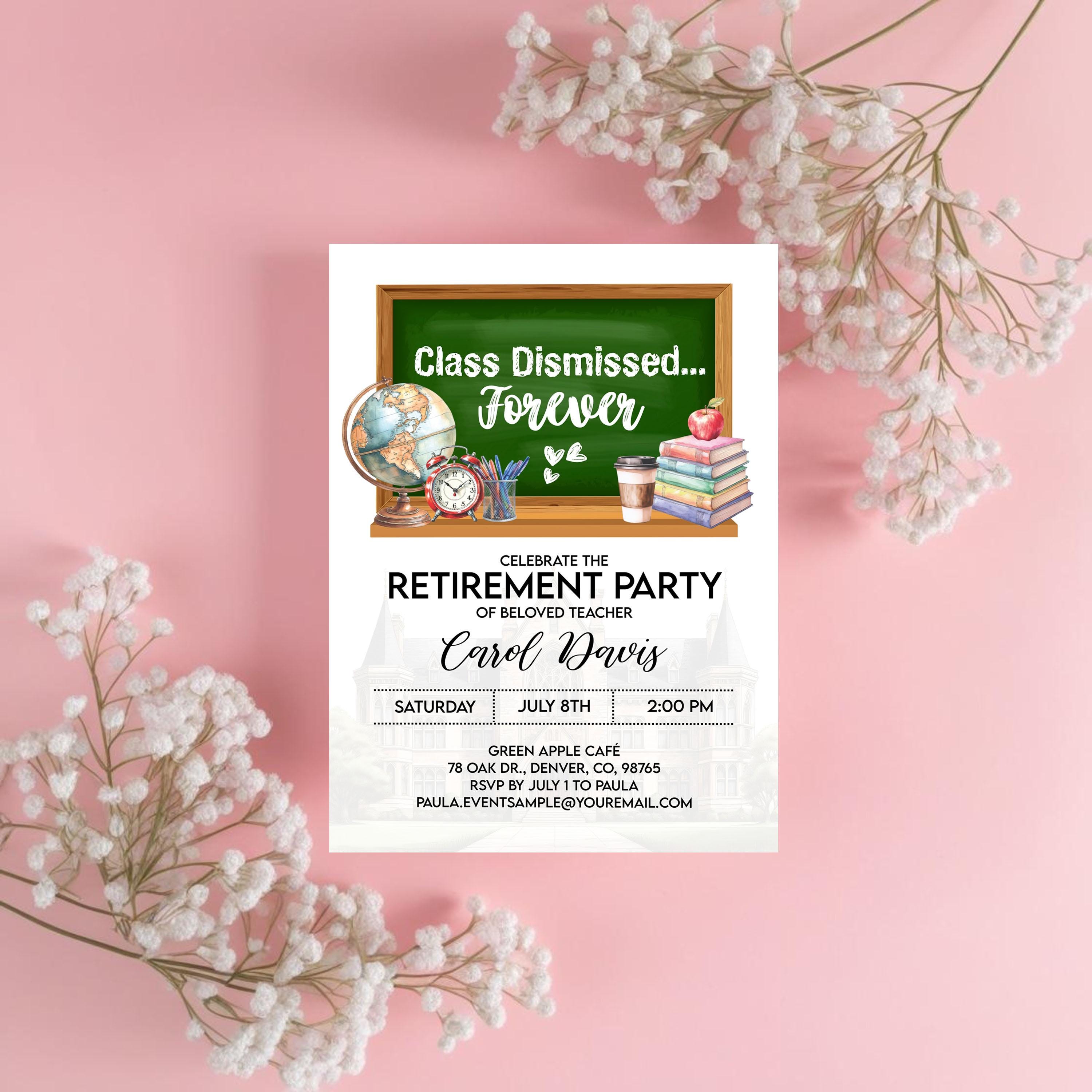 Editable Teacher Retirement Invitation, School's Out Forever Party ...