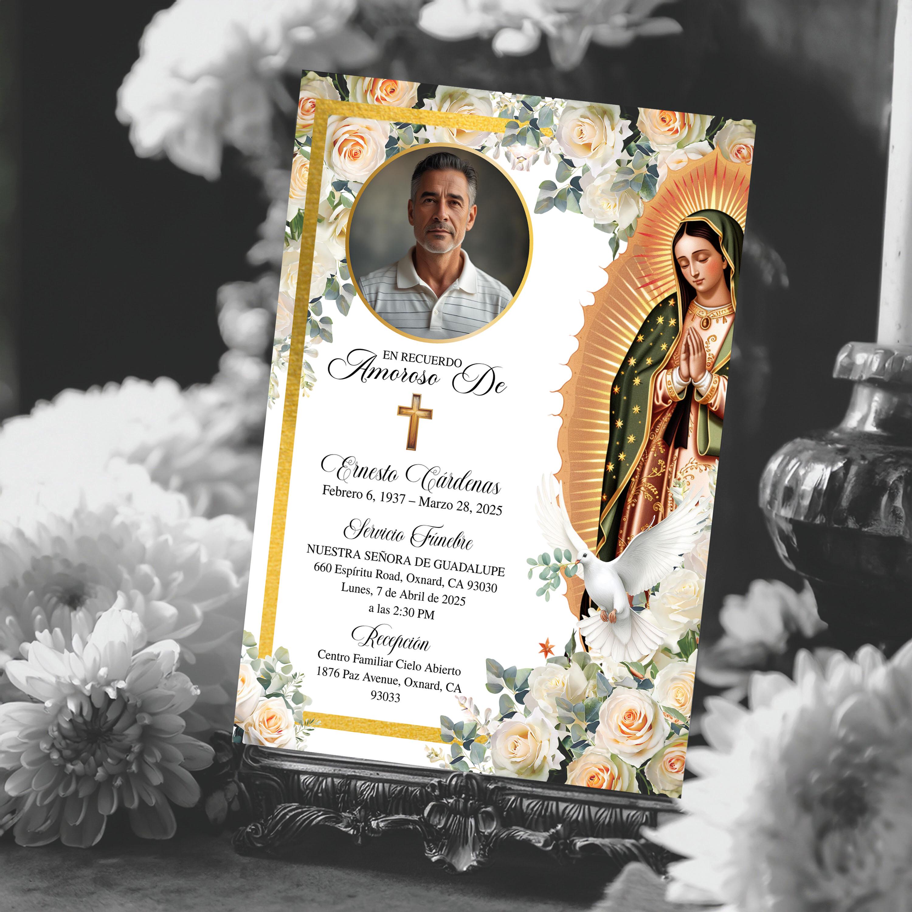 Spanish Funeral Invitation, Tarjeta Funebre, Editable Catholic Template ...