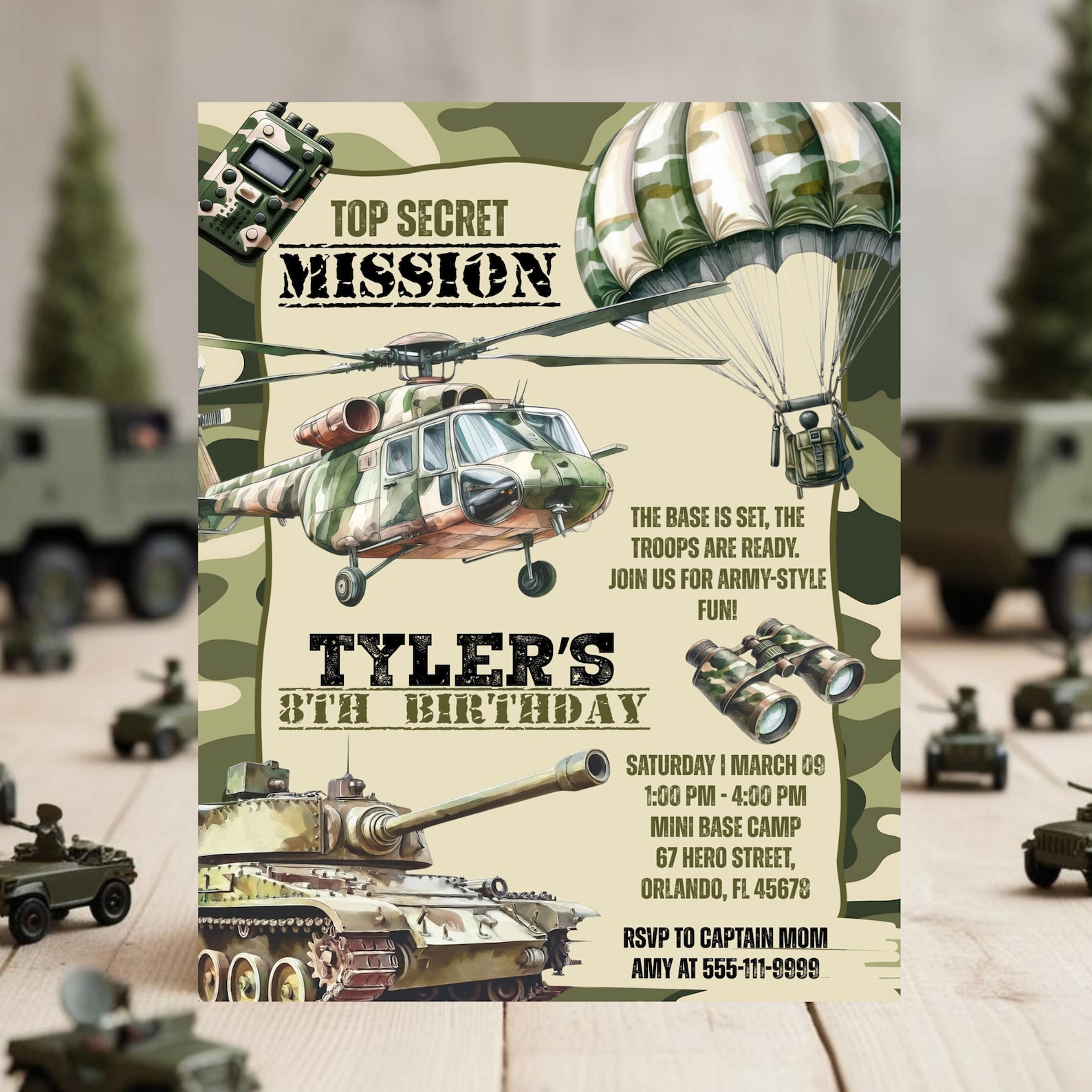 Editable Army Party Invitation, Military Birthday Invite for Boys, Army ...