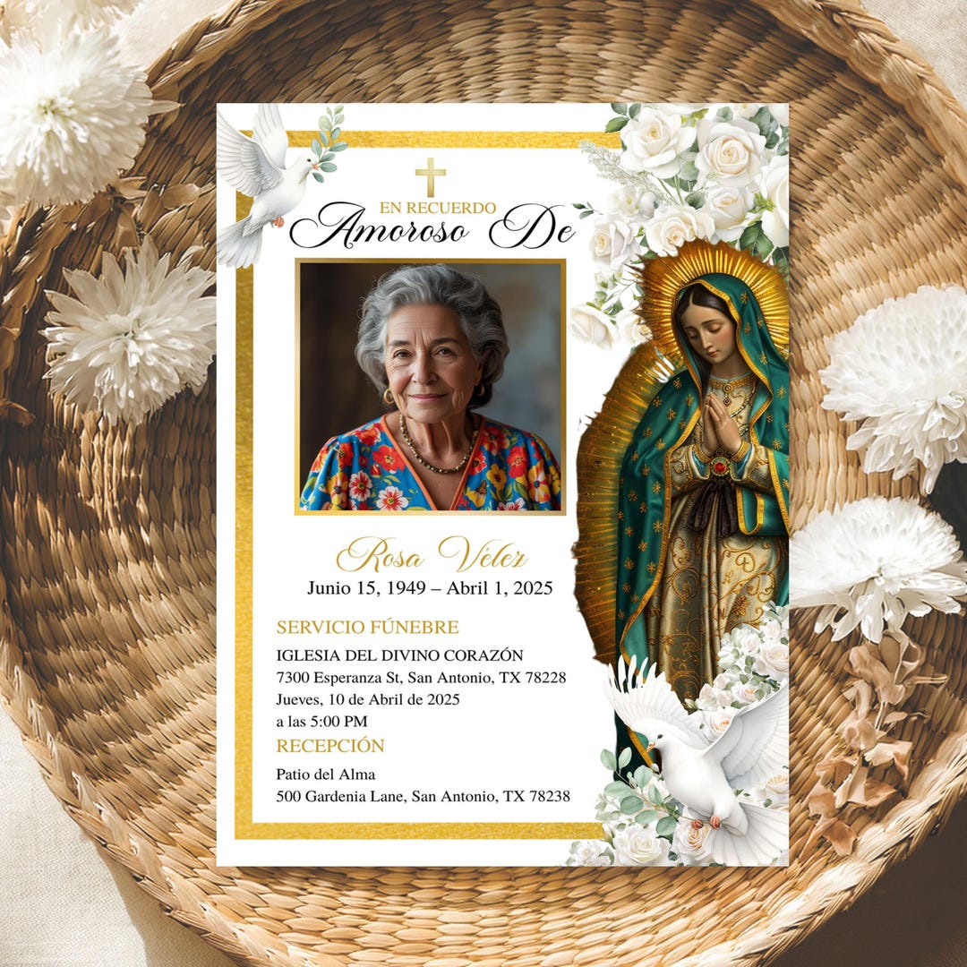 Celebración De Vida Español, Invitación Funeral Editable, Spanish ...