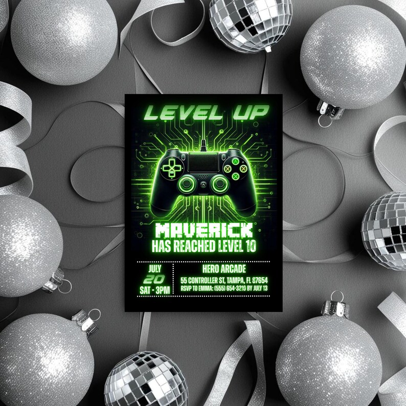 Video Game Themed Invitation, Gamer Boy Template, Gamer Birthday Invite ...