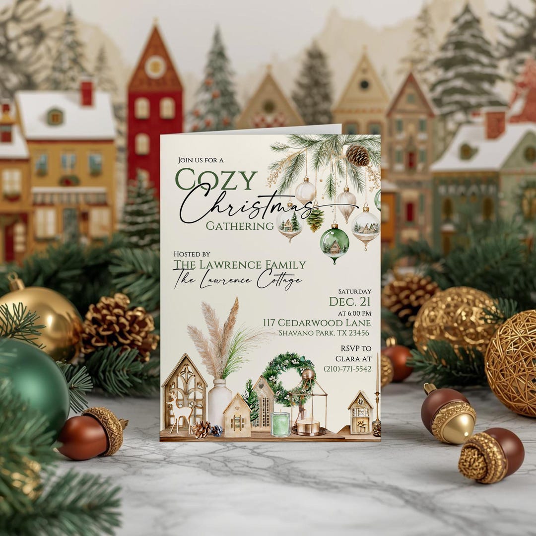 2025 Christmas Party Invitation, Cozy Christmas Gathering, Modern ...