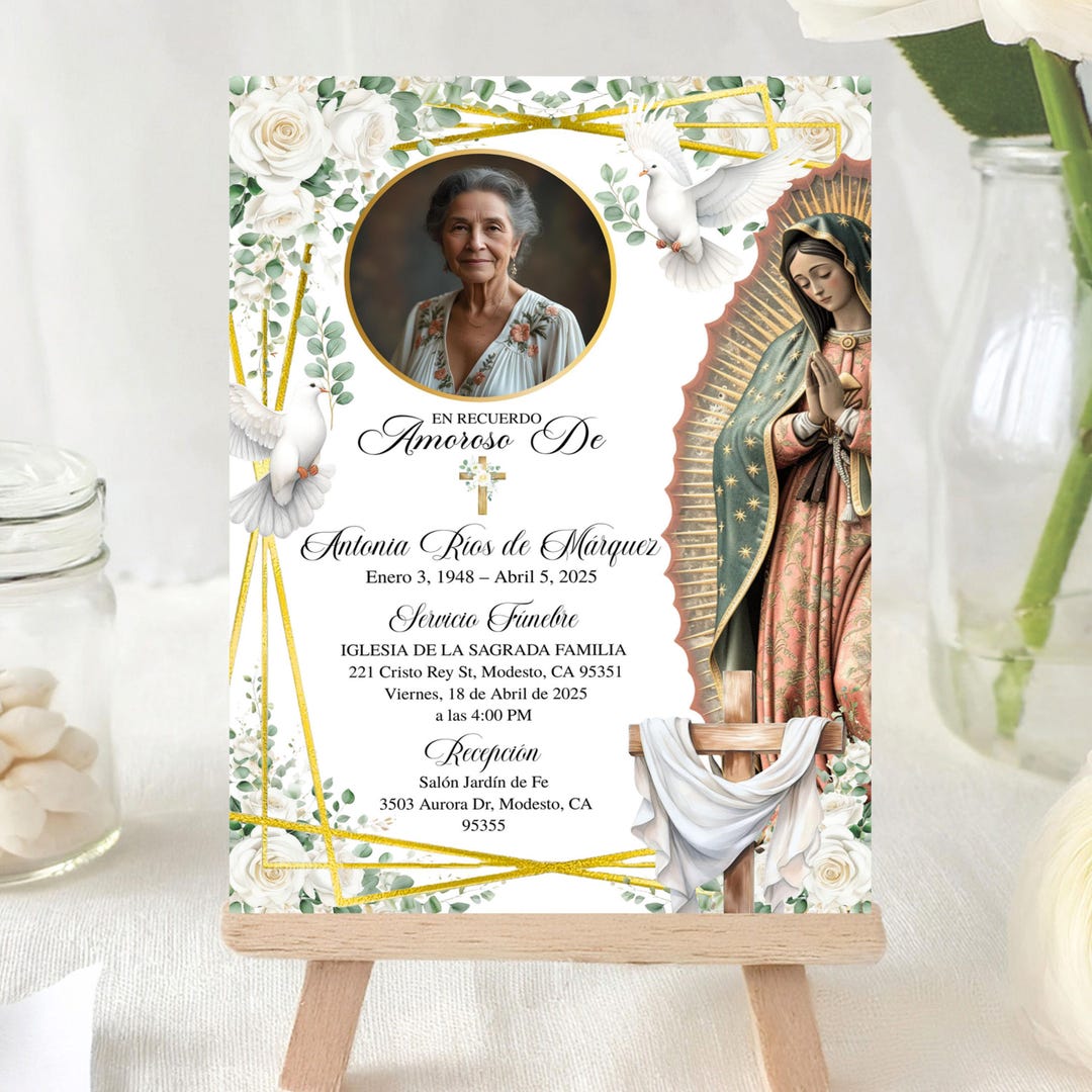 Virgen De Guadalupe Invitación Fúnebre, Funeral Invitation, Editable ...