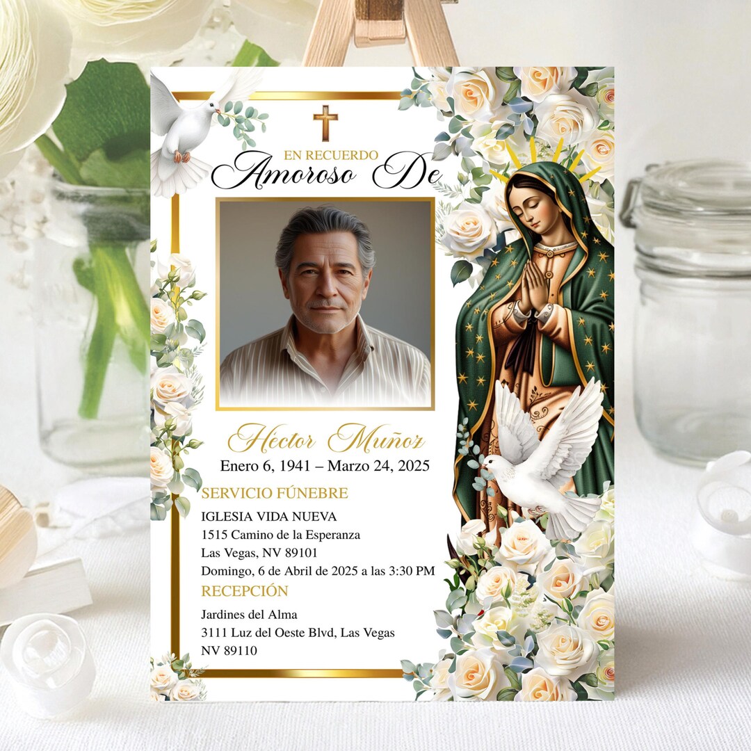 Invitación Funeral Virgen De Guadalupe Editable Español, Spanish ...
