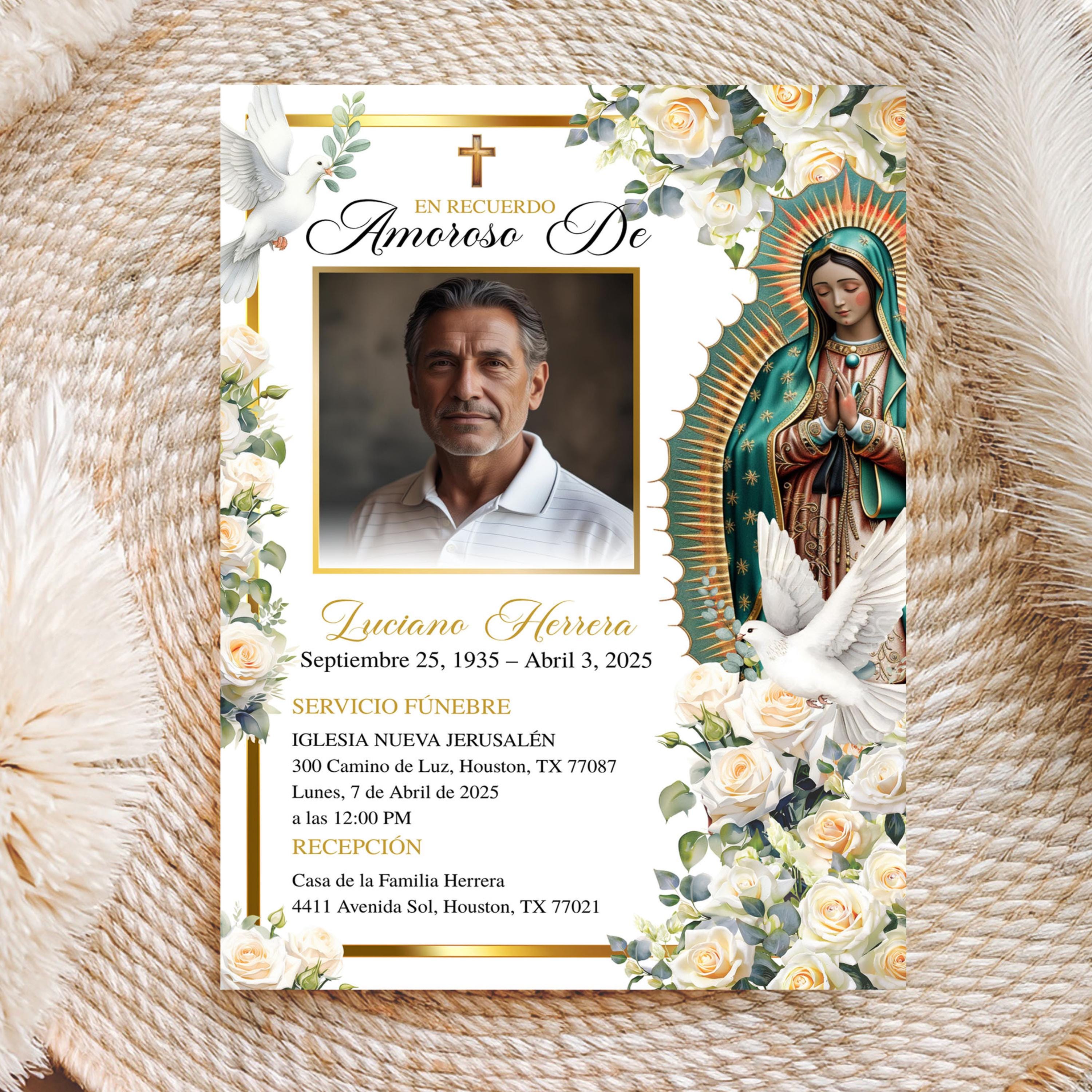 Invitación Funeral Descargable Español Editable, Spanish Funeral Invite ...