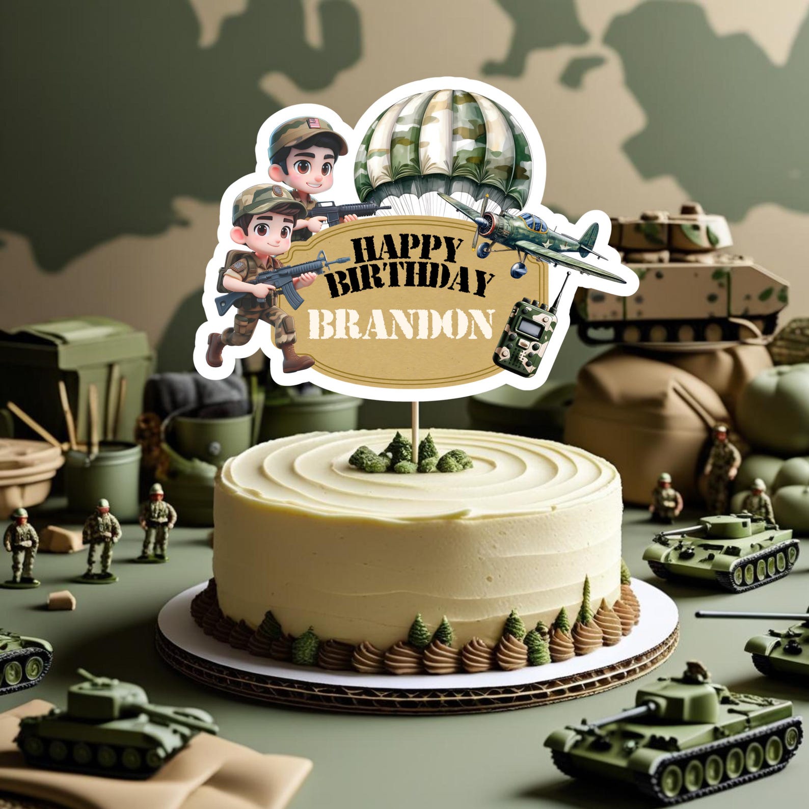 Military Cake Topper, Army Cake Topper, Personalized Army Birthday ...