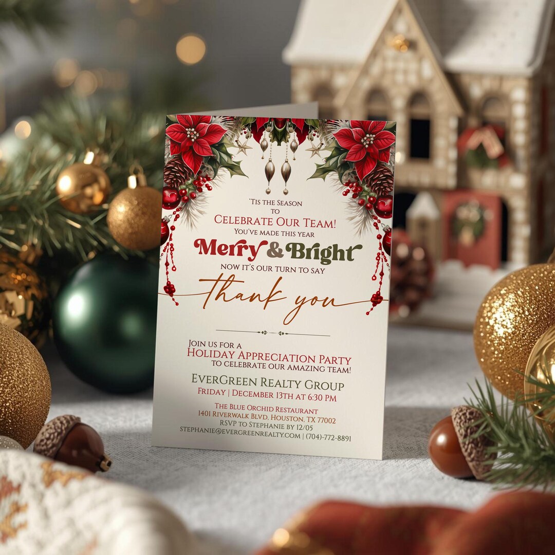 Work Holiday Party Invitation Corporate Christmas Dinner Invite ...