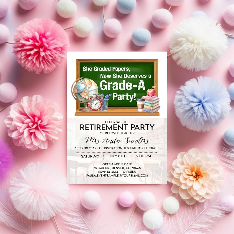 Printable Teacher Retirement Invitation, Editable School's Out Forever ...