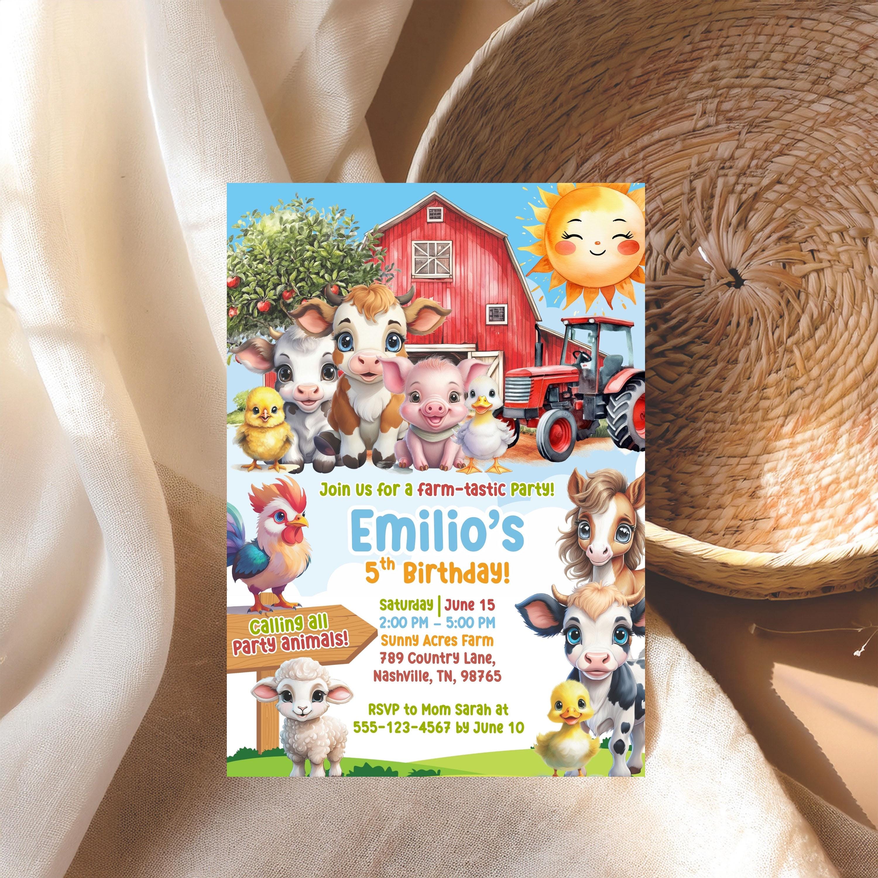Barnyard Animals Birthday Invitation Editable, Farm Birthday Party ...