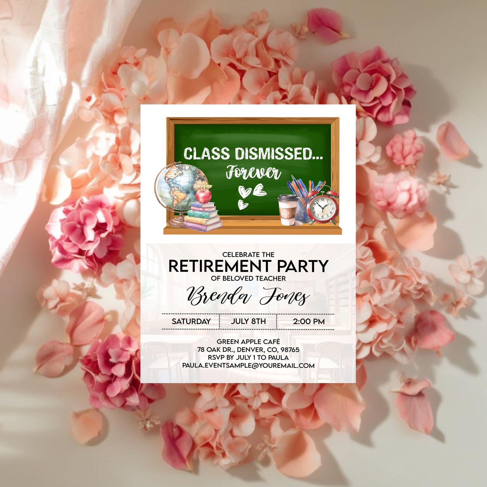 Teacher Retirement Invitation, Editable Retirement Party Invite, School ...