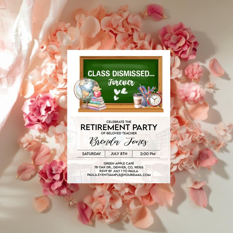 Teacher Retirement Invitation, Editable Retirement Party Invite, School ...