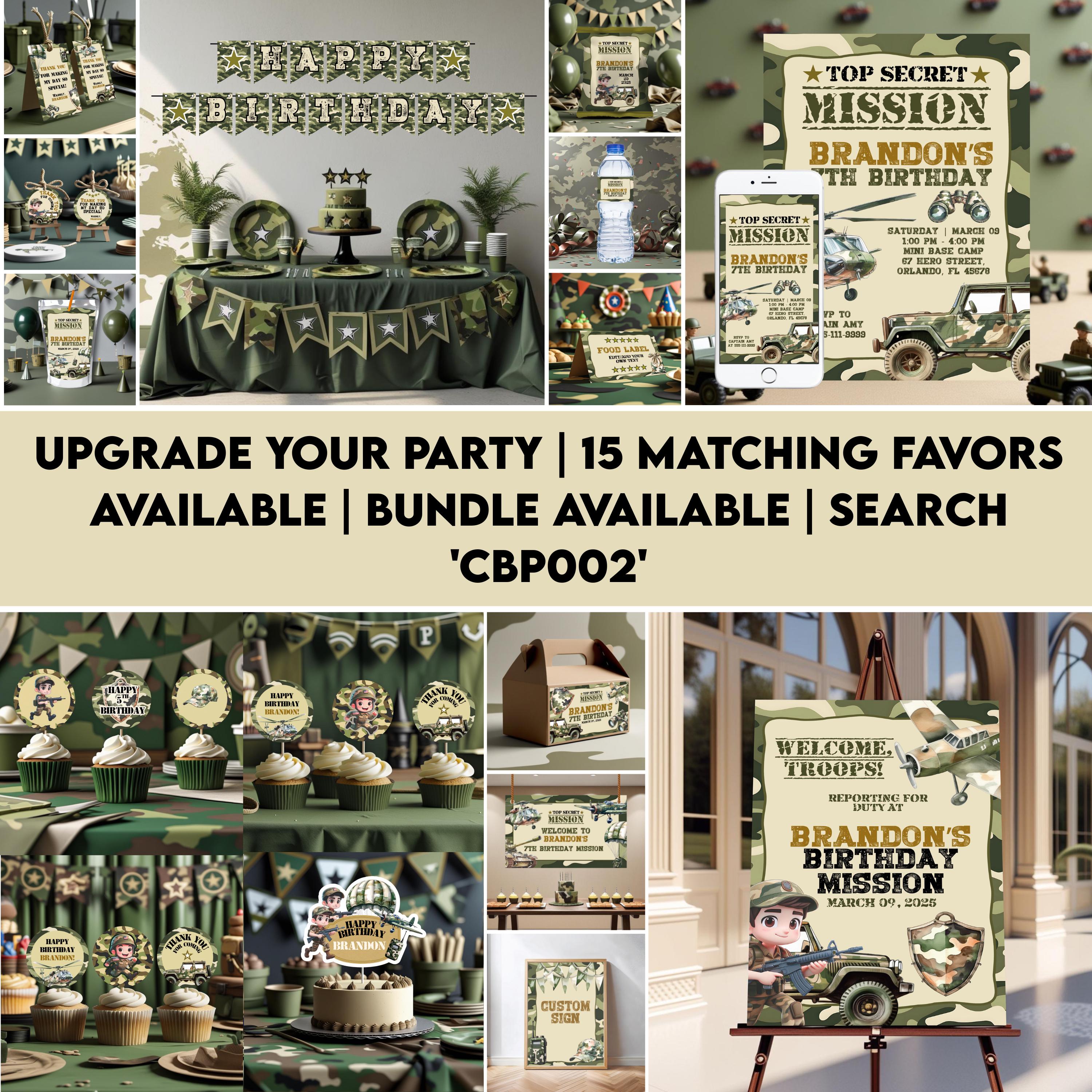 Army Birthday Invitation for Kids, Editable Military Party Invite ...