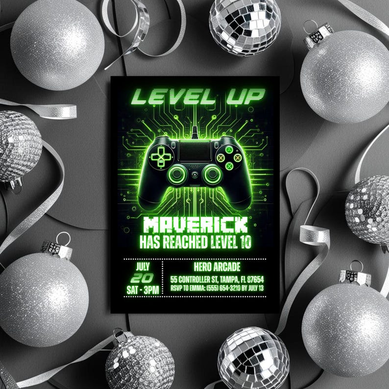 Video Game Themed Invitation, Gamer Boy Template, Gamer Birthday Invite ...