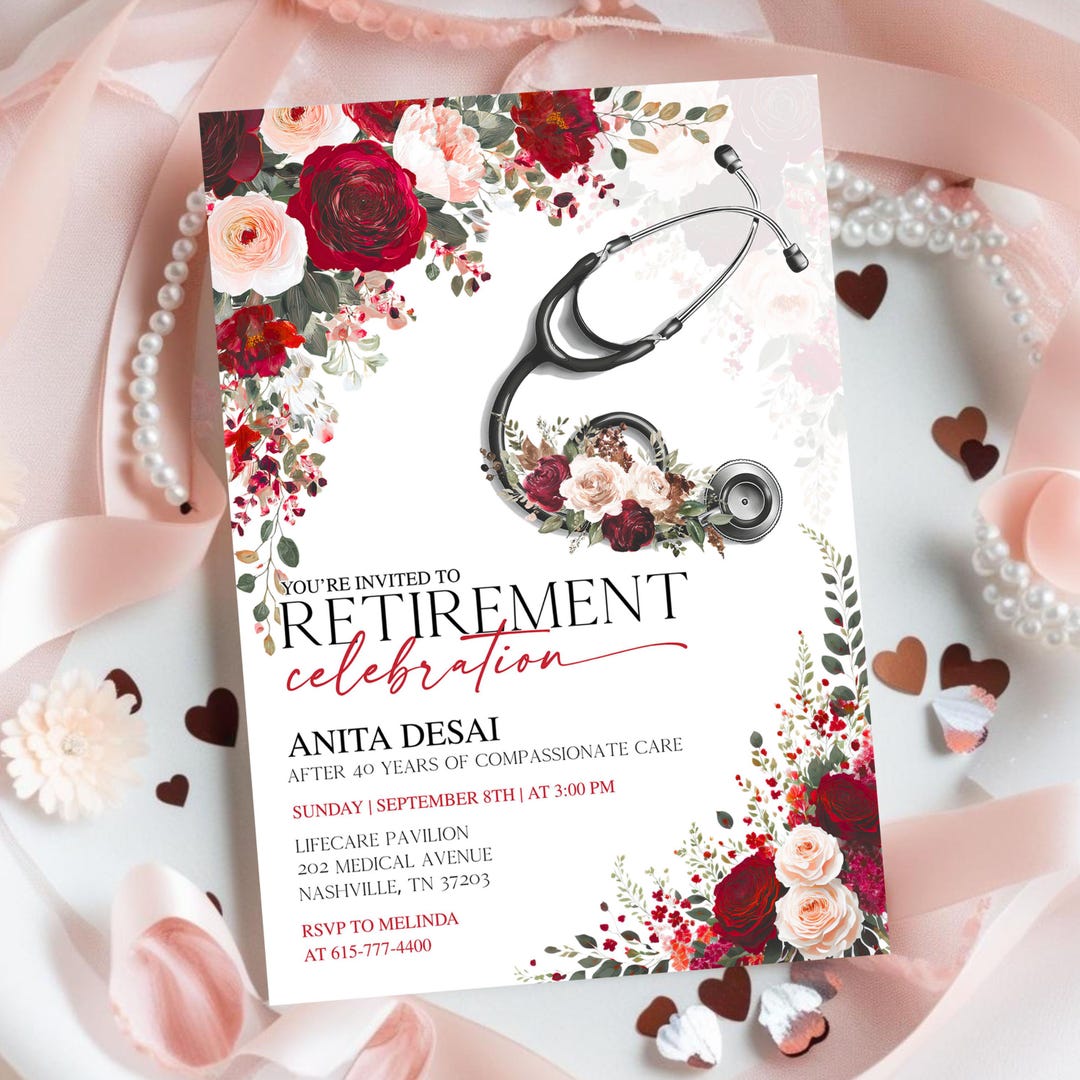 Printable Nurse Retirement Invitation, Editable Doctor Retirement Party ...